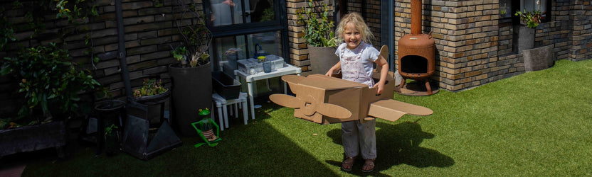 Kartonnen speelgoed voertuigen | Brandweerwagen, camper, raket van ...