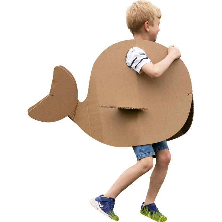 Kartonnen walvis verkleedkostuum | Verkleedpak van karton – Kartent