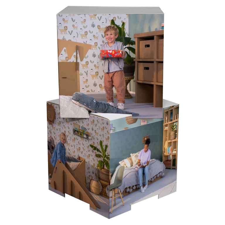 Custom printed cardboard stacking cube | Top closed – Kartent